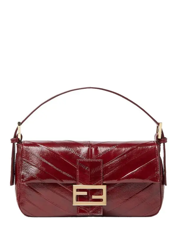 Fendi Baguette® 26424 Burgundy Inlaid Hagfish Leather Bag - [red]